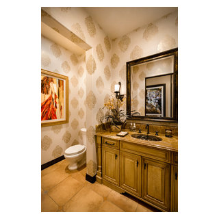 Mediterranean Powder Room Made Lighter and Brighter - Mediterranean ...