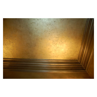 Metallic Gold Plaster Troweled Walls, Gilded Ceiling, Metallic Glazed ...