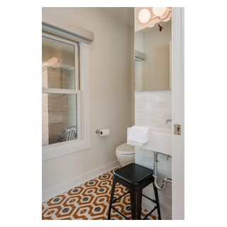 Mid Mod Remodel in River Hills - Midcentury - Powder Room - New York ...
