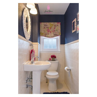 Navy Powder Room Details - Transitional - Powder Room - New York - by ...