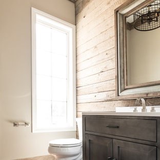 75 Beautiful Shiplap Wall Powder Room With Beige Walls Pictures & Ideas ...