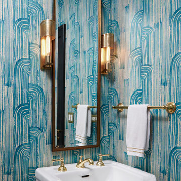 75 Turquoise Powder Room Ideas You'll Love - April, 2022 | Houzz