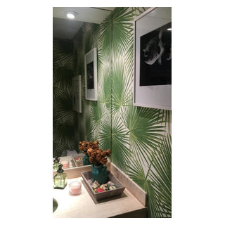 Powder Room Upgrade - Tropical - Powder Room - Miami - by Blu Ink ...