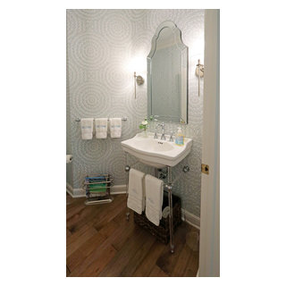 Powder Room with Chrome Pedestal Console Sink ~ Medina, OH ...