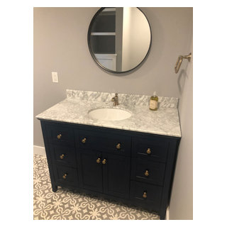 Rustic farmhouse bathroom remodel - Traditional - Powder Room - Boston ...