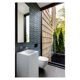 Sleek Contrasts Full Build - Contemporary - Powder Room - Minneapolis ...