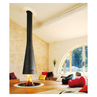 CHEMINÉE CENTRALE / CENTRAL FIREPLACE - Contemporain - Salon ...