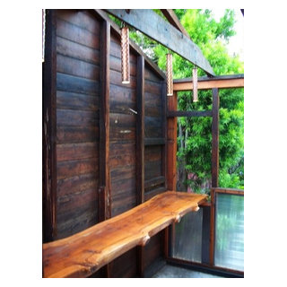 garage conversion to modern greenhouse inspired pergola - Moderne ...