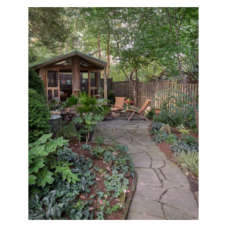 Shade perennials line line the path. - Rustic - Patio - DC Metro - by ...