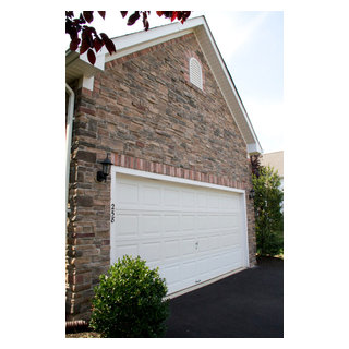 Stone facade renovation with Bucks County Ledgestone and brick trims ...