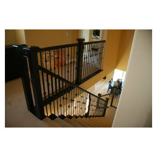 Black painted stair with metal balustrade - Transitional - Staircase ...