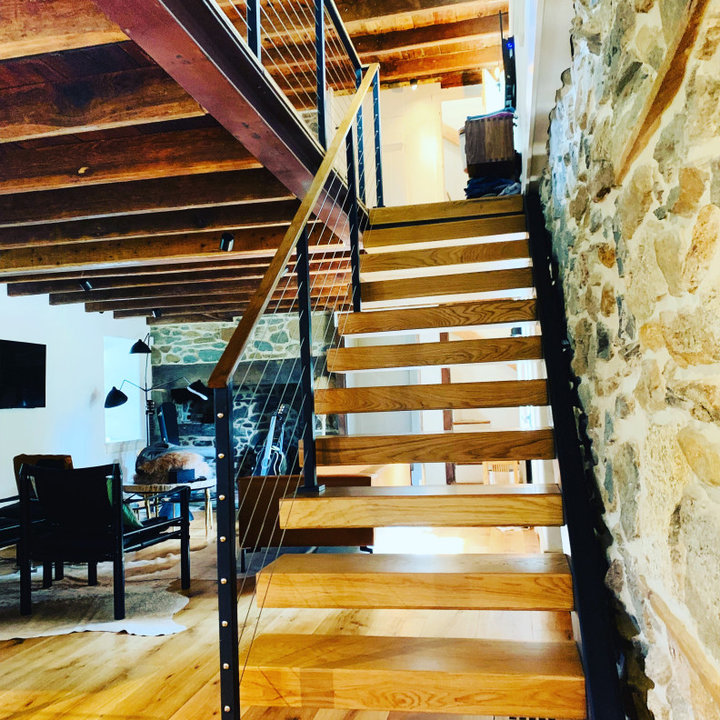 75 Farmhouse Cable Railing Staircase Ideas You'll Love - July, 2024 | Houzz