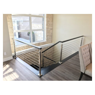 Closed Maple Stairs with Cable Railing - Contemporary - Staircase ...