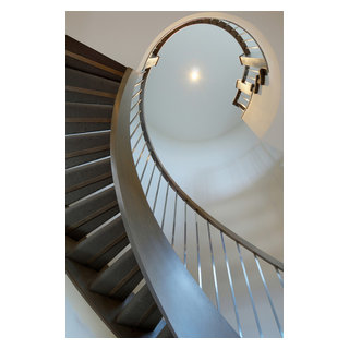 Closed stringer open riser stair - Contemporary - Staircase - Calgary ...