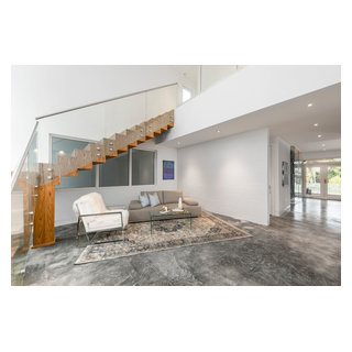 Contemporary Miami Entryway and Floating Staircase - Trendy - Trappe ...