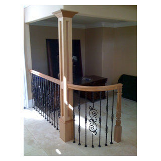 Curved Staircase with Enkeboll post, and recessed panel column ...