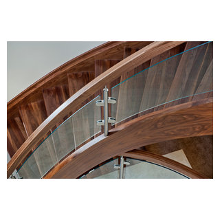 Curved Walnut Stair With Curved Glass - Modern - Staircase - Edmonton ...