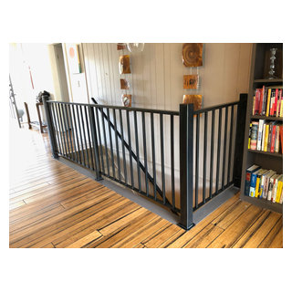 Custom railing in 1960’s ranch house - Contemporary - Staircase ...