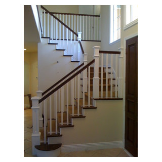 Custom Recessed Panel Columns in a Craftsman Staircase - Contemporary ...