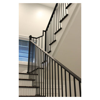 Custom Wrought Iron Dixie Cap Handrail with Square Balusters & Newels ...