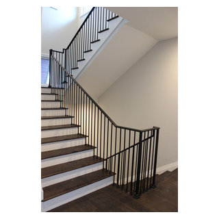 Custom Wrought Iron Dixie Cap Handrail with Square Balusters & Newels ...