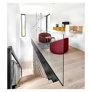 Double-Height Entry Foyer Loft With Glass Railing - Contemporary ...
