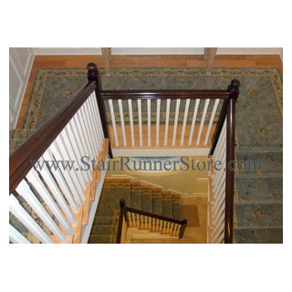 Double Landing Stair Runner Installations - Traditional - Staircase ...