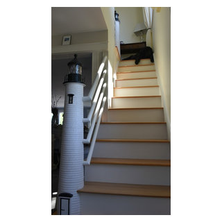 Electrified Lighthouse Newel Posts - Beach Style - Staircase - Boston ...