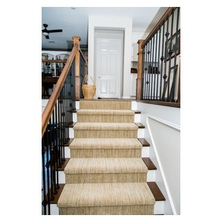 Encinitas Hardwood + Carpet Installation - Transitional - Staircase ...