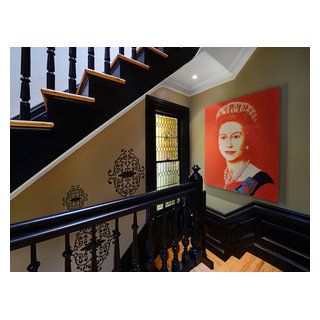 Extraordinary 28-foot wide Queen Anne mansion - Midcentury - Staircase ...