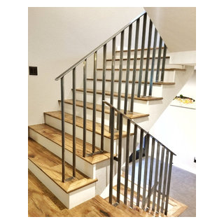 Floor Mounted Interior Flat Bar Railing - Scandinavian - Staircase ...