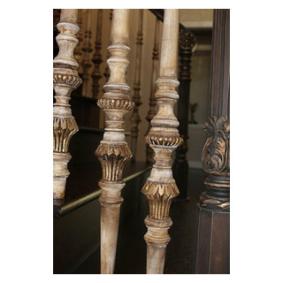 Grand hand-carved wooden staircase - Traditional - Staircase - Houston ...