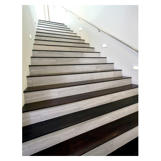 Haisa Light Polished Marble Stair Risers - Modern - Staircase - Los ...