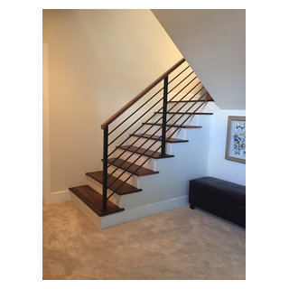 Horizontal Black Flat Bar Railing - Contemporary - Staircase - Calgary ...