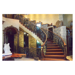 In Wall Grey Mirror - Midcentury - Staircase - Indianapolis - by ...