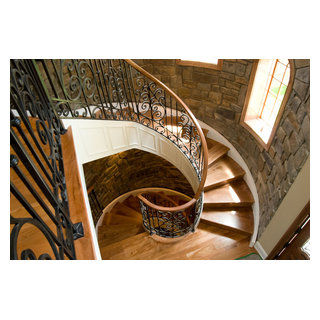 Interior Walls with Pinnacle Stone Veneer - Mediterranean - Staircase ...