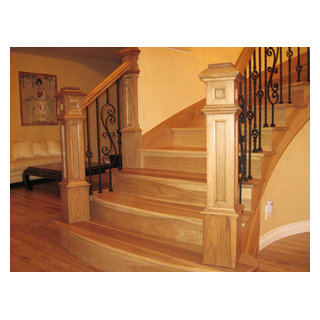 king newel post hickory stair project - Traditional - Staircase ...