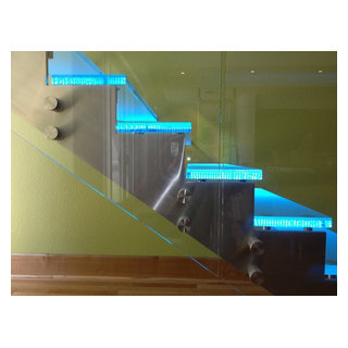 LED lit glass stair case - Contemporary - Staircase - Tampa - by Faour ...
