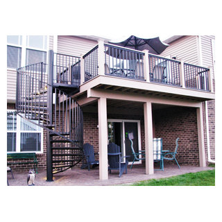 Metal Railing on Deck and Spiral Staircase - Contemporary - Staircase ...