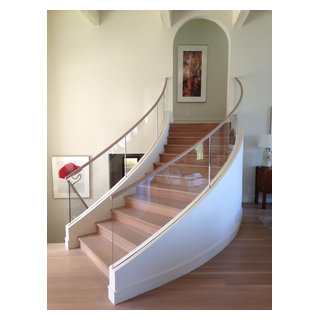Modern White Oak Rail Over Curved Glass - Modern - Staircase - San ...