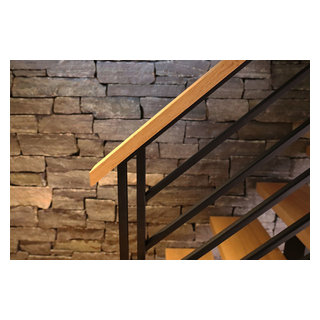 Mono-Stringer Stairs and Flat Bar Railing, Finger Lakes, NY - Rustic ...