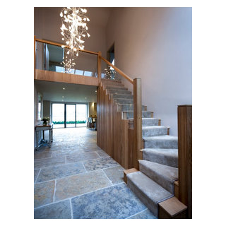 Oak & Glass Staircase in Entrance Hall - Contemporary - Staircase ...