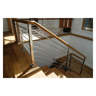 Oak & Stainless Steel Interior Railing - Contemporary - Staircase ...