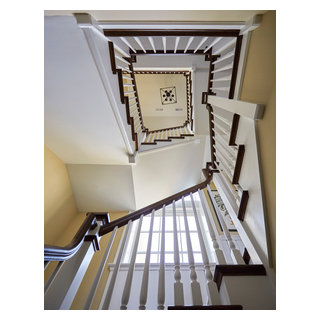 Oak Treads and Handrail with White Painted Balusters - Traditional ...