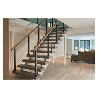Open Concept Interior with Cable Railing - Modern - Staircase - Other ...
