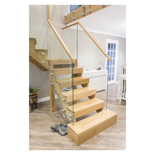 Open Riser Staircase with Structural Glass Balustrade - Contemporary ...