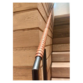 Overlapped Leather wrapped handrail - Rustic - Staircase - Other - by ...