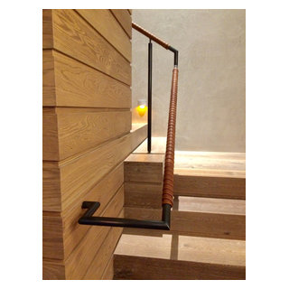 Overlapped Leather wrapped handrail - Rustic - Staircase - Other - by ...