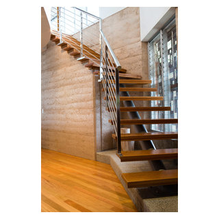 Rammed Earth. Steel & Timber Staircase. Custom Staircase - Contemporary ...