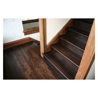 Replacment old Douglas Fir steps with naw Red Oak treads & risers ...